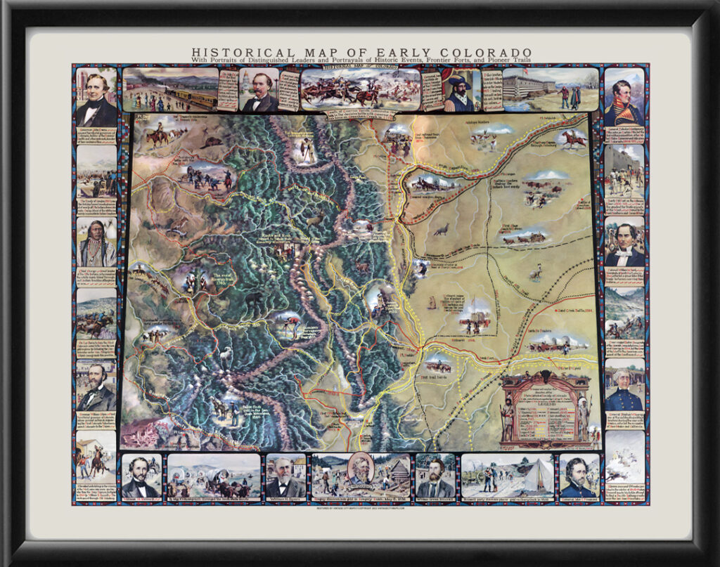 Historical Map of Early Colorado Restored Map | Vintage City Maps