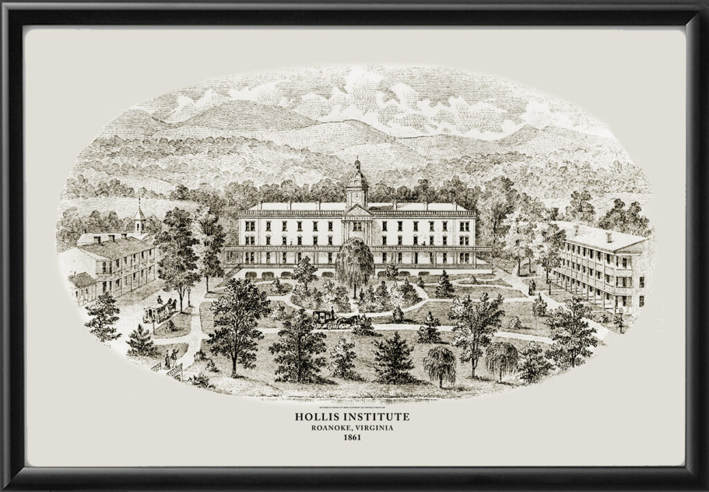 Hollins Institute Roanoke VA 1861 Restored Map | Vintage City Maps