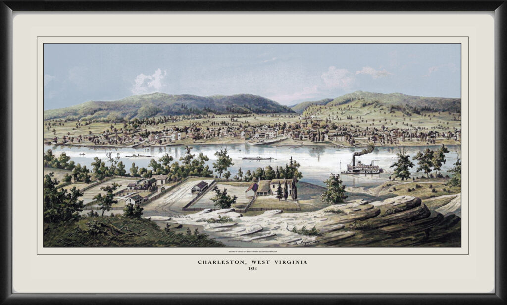 Charleston WV 1854 Restored Map | Vintage City Maps