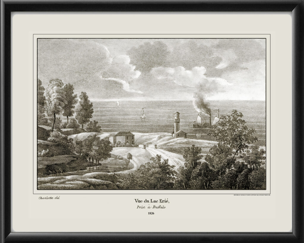 Lake Erie at Buffalo NY 1826 | Vintage City Maps