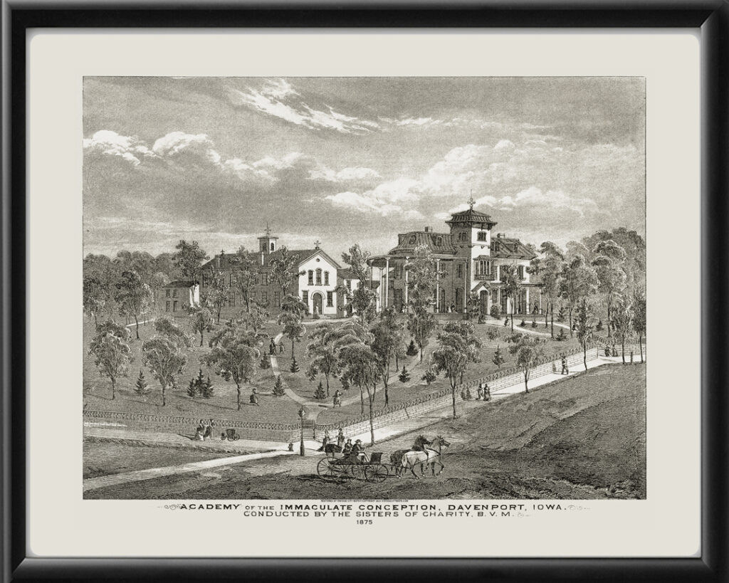 Academy of the Immaculate Conception 1875 Restored Map | Vintage City Maps