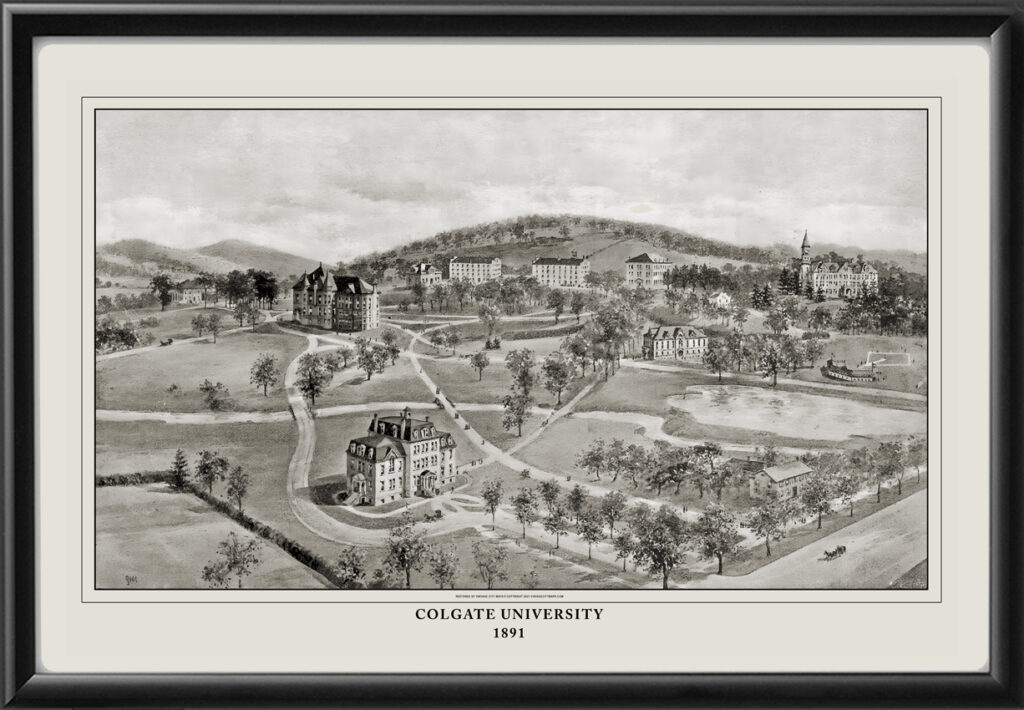 Colgate University - Hamilton NY 1891 Restored Map | Vintage City Maps