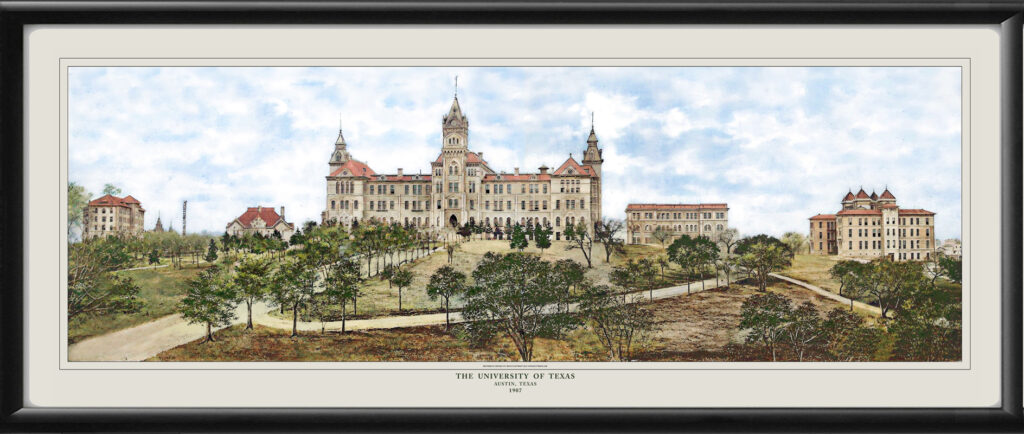 The University of Texas 1907 Restored Panoramic View | Vintage City Maps