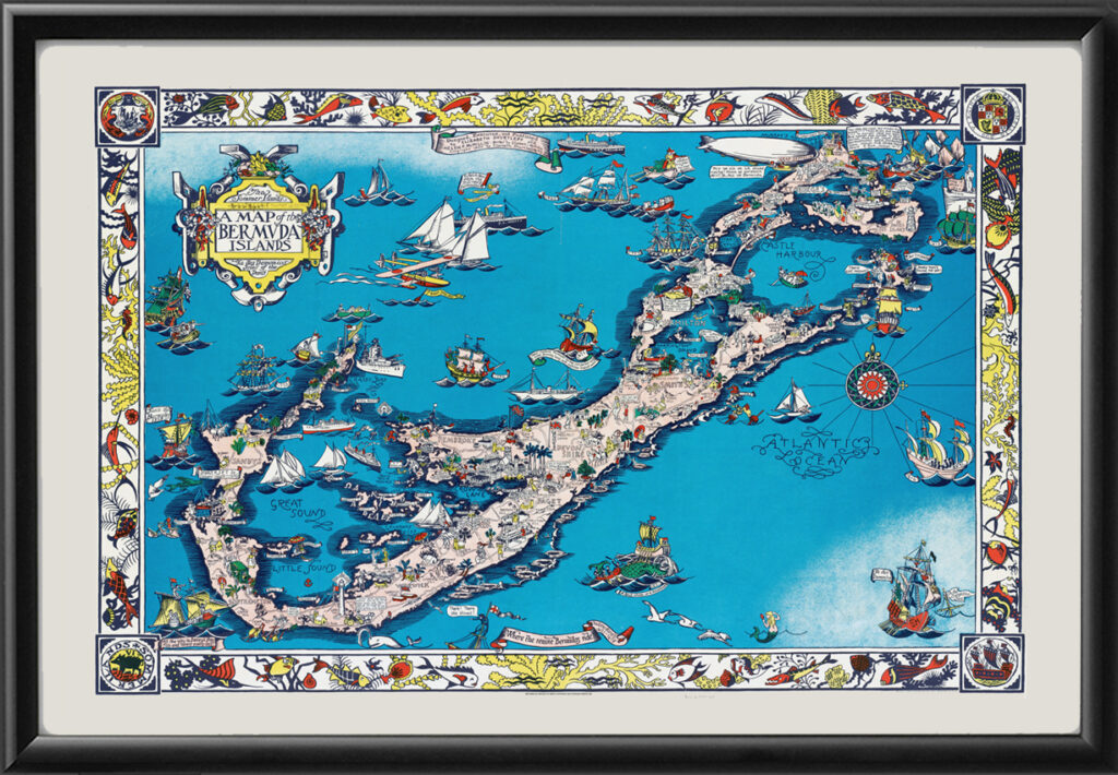 Bermuda Islands 1930 Restored Map | Vintage City Maps