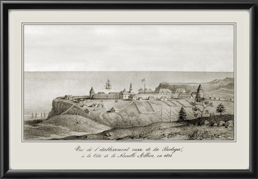 Fort Ross CA 1828 Restored Map | Vintage City Maps