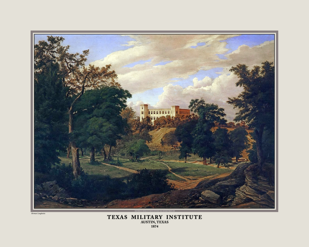 Texas Military Institute - Austin TX 1874 Restored Map | Vintage City Maps