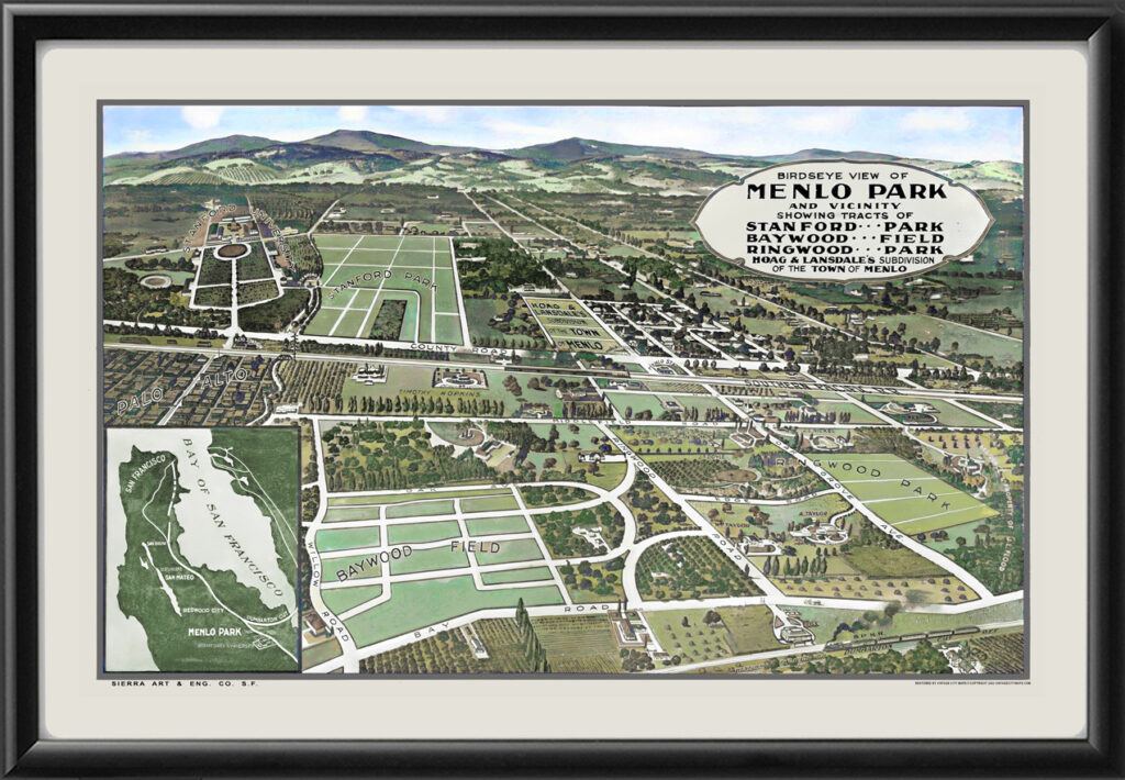 Menlo Park CA 1900 - Vintage City Maps