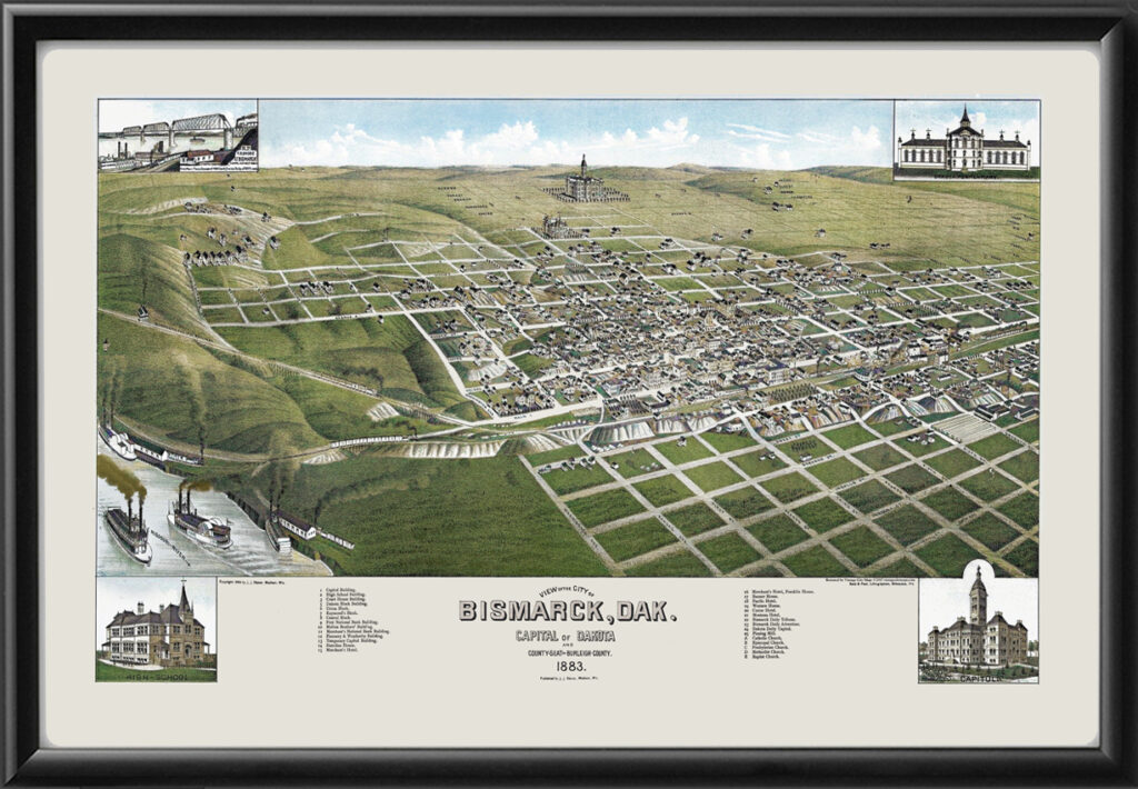 Bismarck ND 1883 (Color) Restored Map | Vintage City Maps