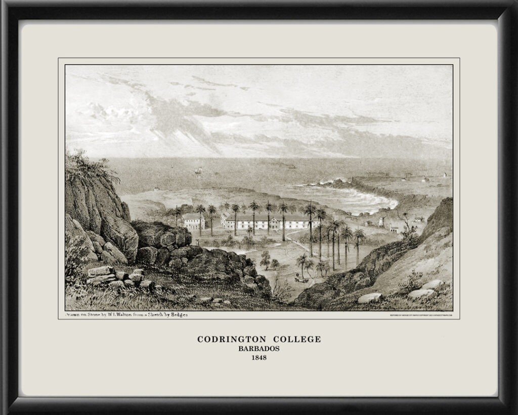 Codrington College - Barbados 1848 Restored Map | Vintage City Maps