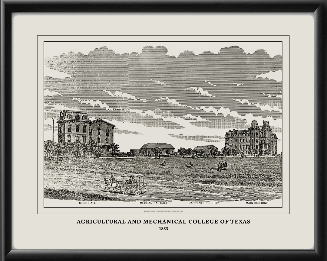 Texas A&M University 1883 | Vintage City Maps - Restored Views