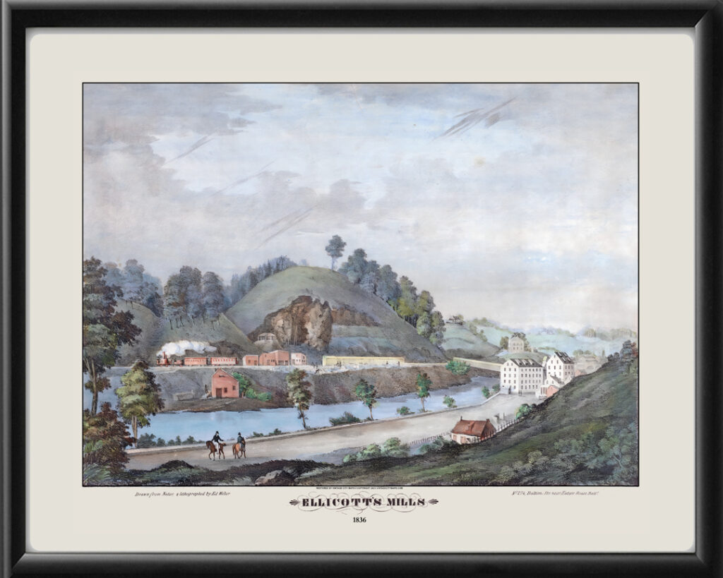 Ellicott City (Ellicott's Mills) MD 1836 - Vintage City Maps