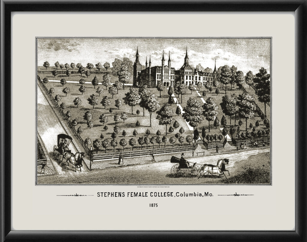 Stephens College - Columbia MO 1875 Restored Map | Vintage City Maps