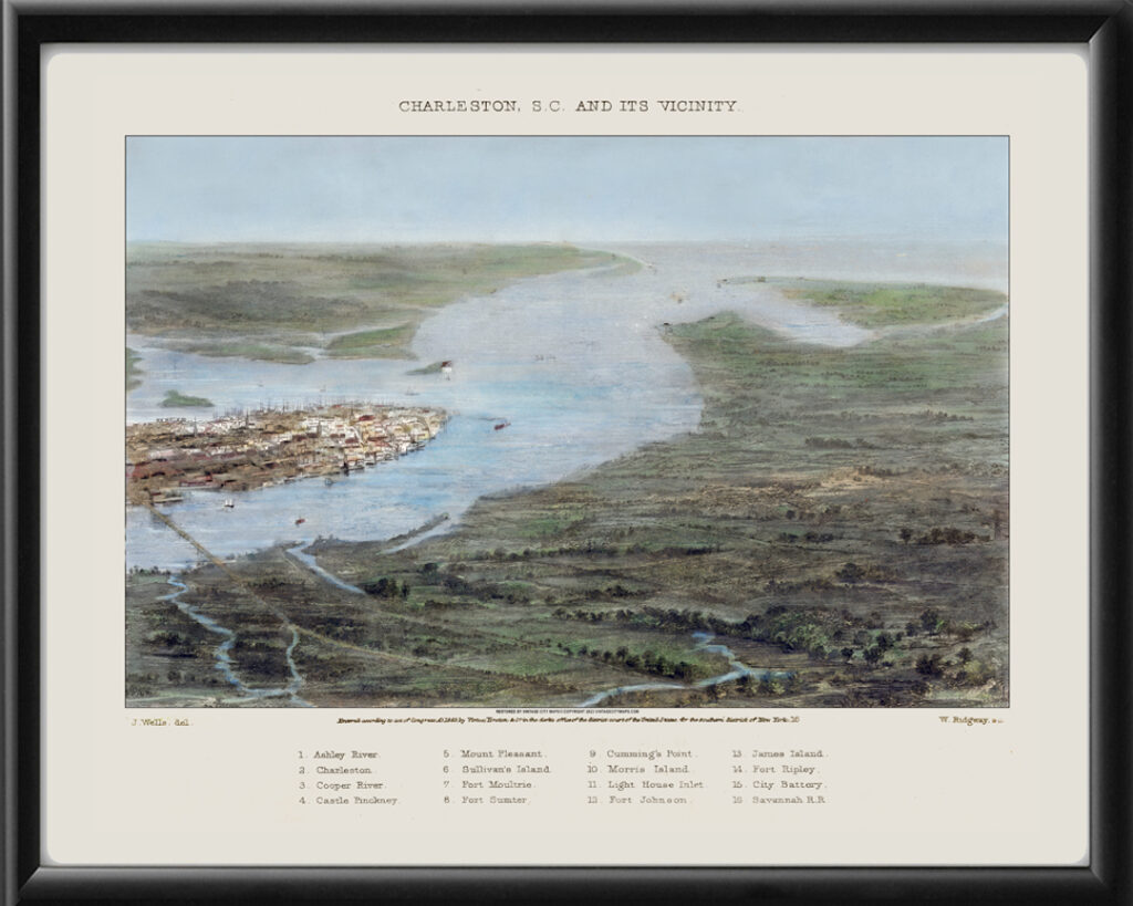 Charleston SC 1863 Restored Map | Vintage City Maps