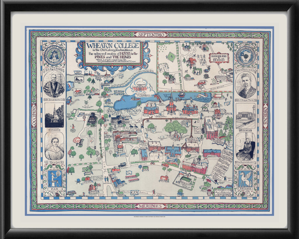 Wheaton College - Norton MA Restored Map | Vintage City Maps