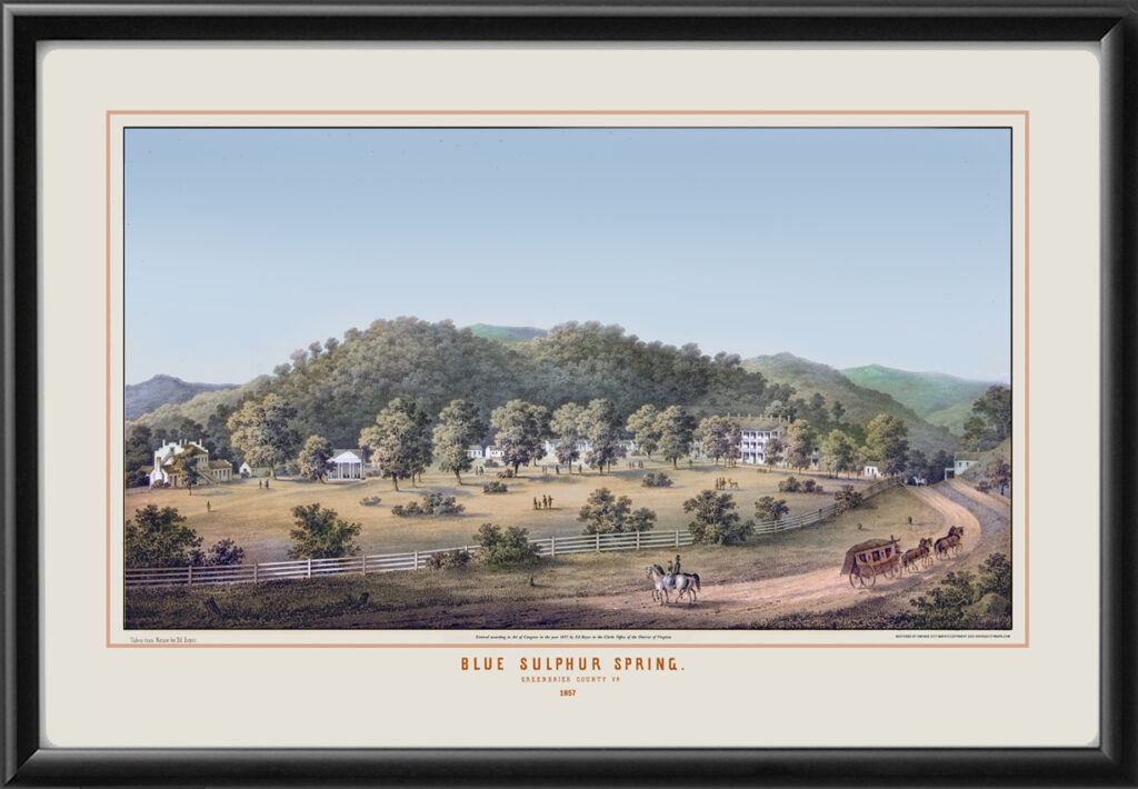 Blue Sulphur Springs WV 1857 Restored Map | Vintage City Maps