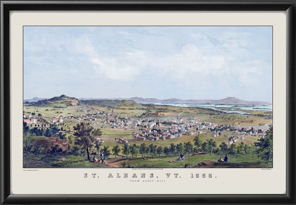 St. Albans, Vermont, 1858 - Vintage City Maps - Restored Views