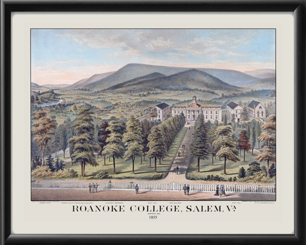 Restored View of Roanoke College - Salem, VA 1855
