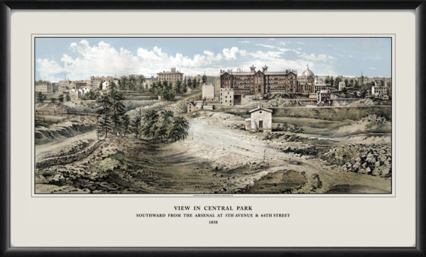 Central Park 1858 Viewed From the Arsenal | Vintage City Maps