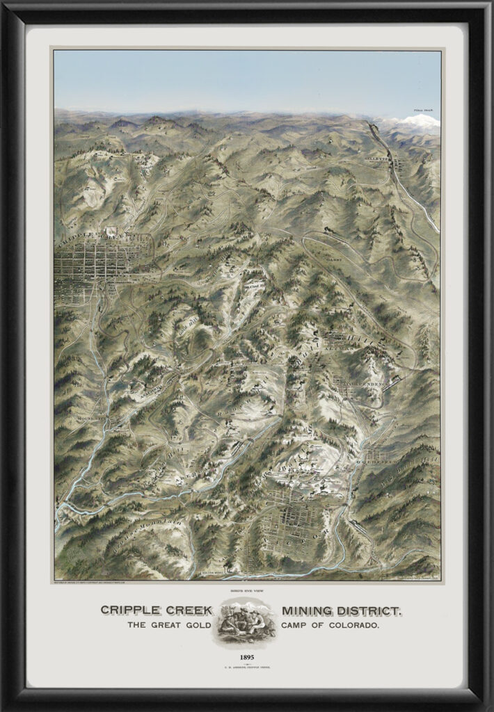 Cripple Creek Mining Districts 1895 Restored Map | Vintage City Maps