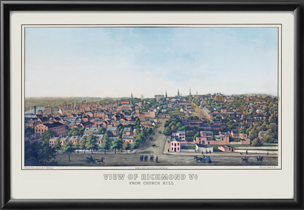 Richmond Virginia 1865 Restored Map | Vintage City Maps