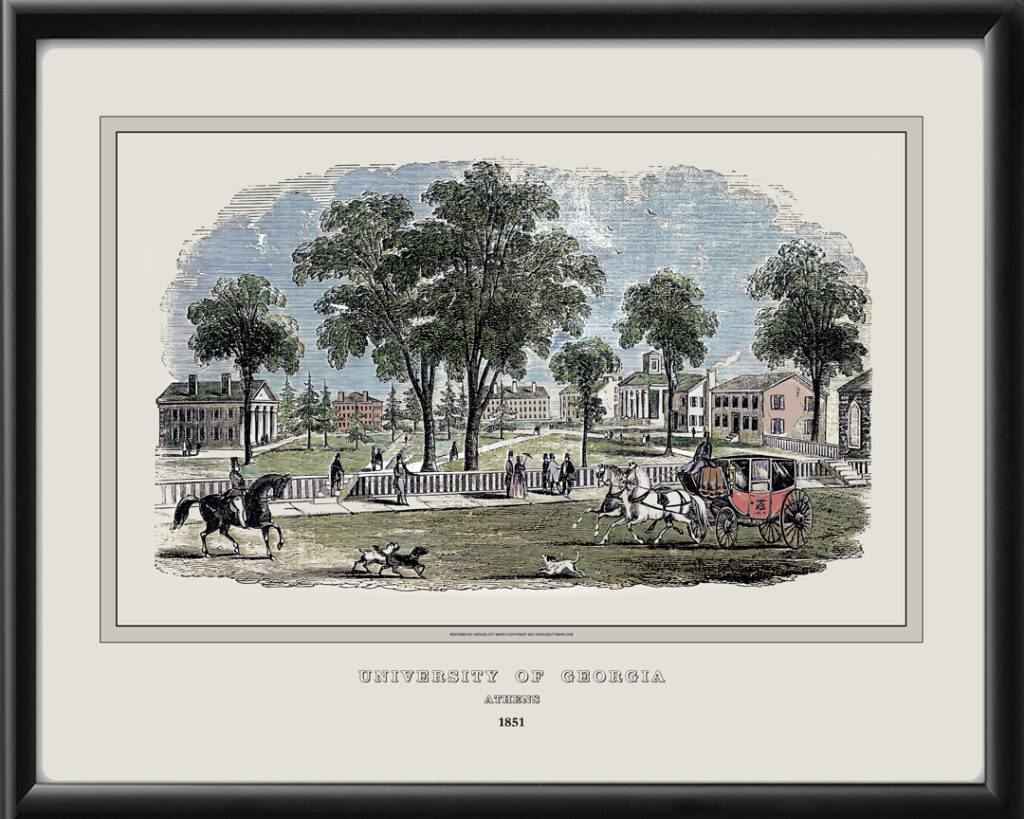 University of Georgia - Athens GA 1851 Restored Map | Vintage City Maps
