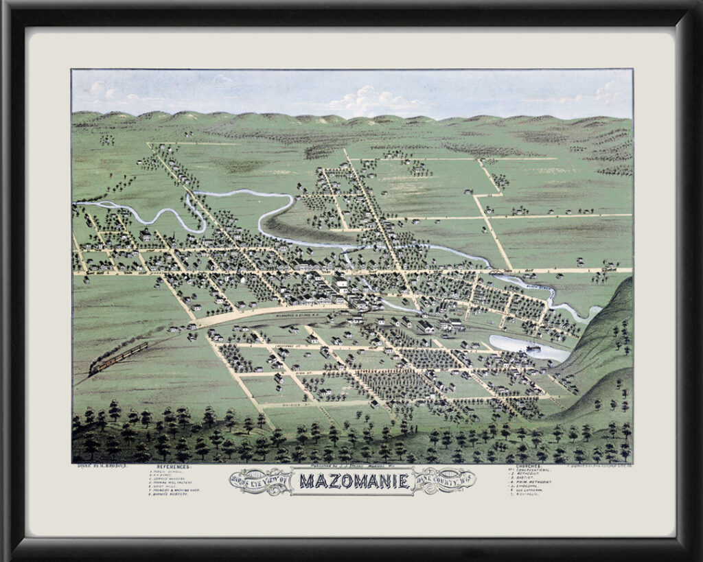 Mazomanie WI 1875 Restored Map | Vintage City Maps