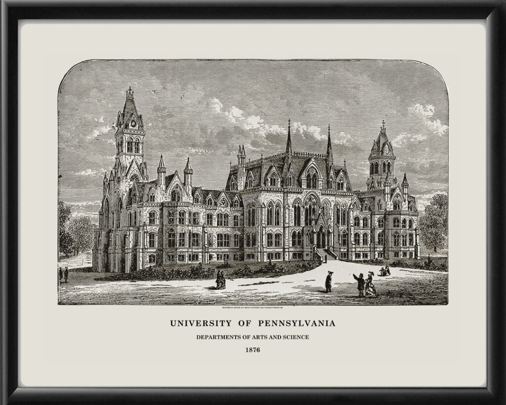University of Pennsylvania 1876 | Vintage City Maps - Restored Campus Views