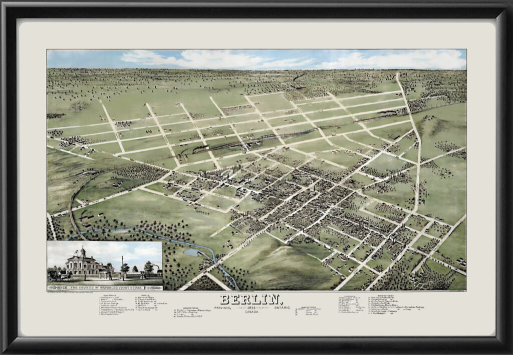 Berlin (Kitchener) Ontario 1875 (Color) - Vintage City Maps