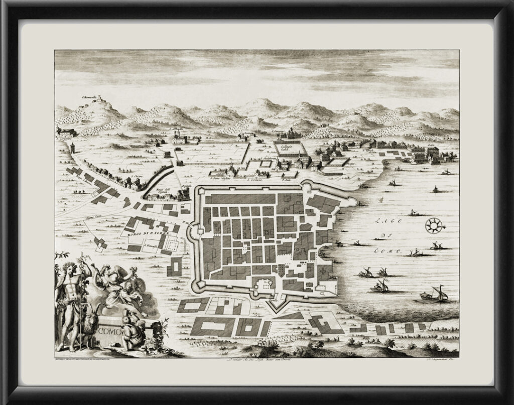 Como, Italy 1729 Restored Map | Vintage City Maps