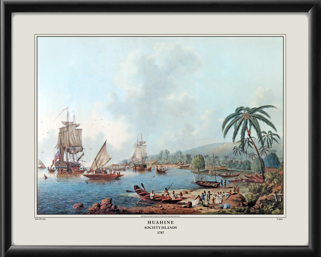 Huahine French Polynesia 1788 Restored Map | Vintage City Maps