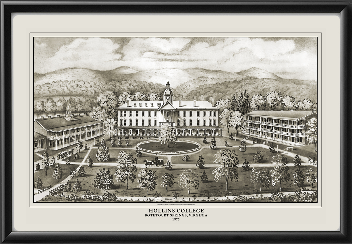 Hollins College - Botetourt Springs, VA 1875 | Vintage City Maps ...