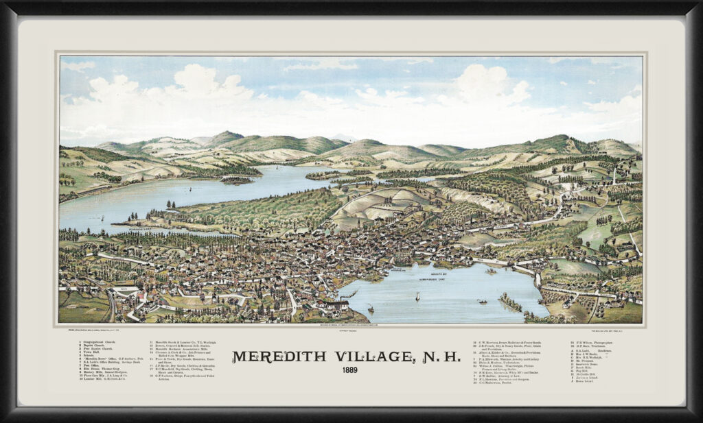 Meredith NH 1889 (Color) Restored Map | Vintage City Maps