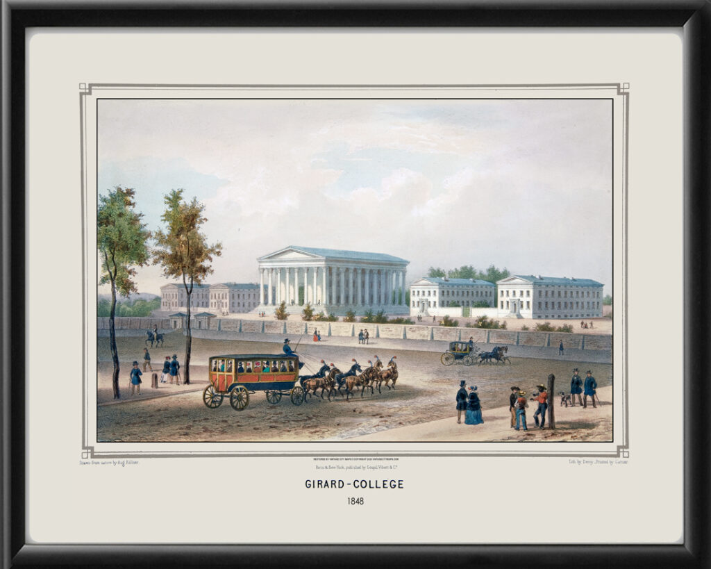 Girard College, Philadelphia PA 1848 Restored Map | Vintage City Maps