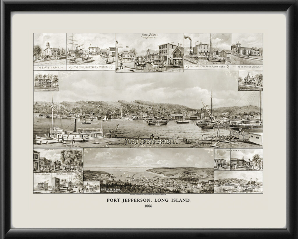 Port Jefferson, Long Island NY 1886 | Vintage City Maps - Restored City ...