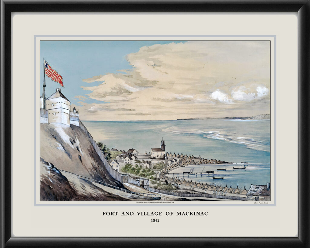 Fort Mackinac MI 1842 Restored Map | Vintage City Maps