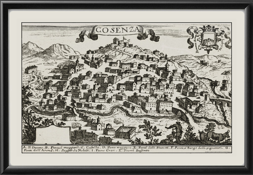 Cosenza Italy 1703 Restored Map | Vintage City Maps
