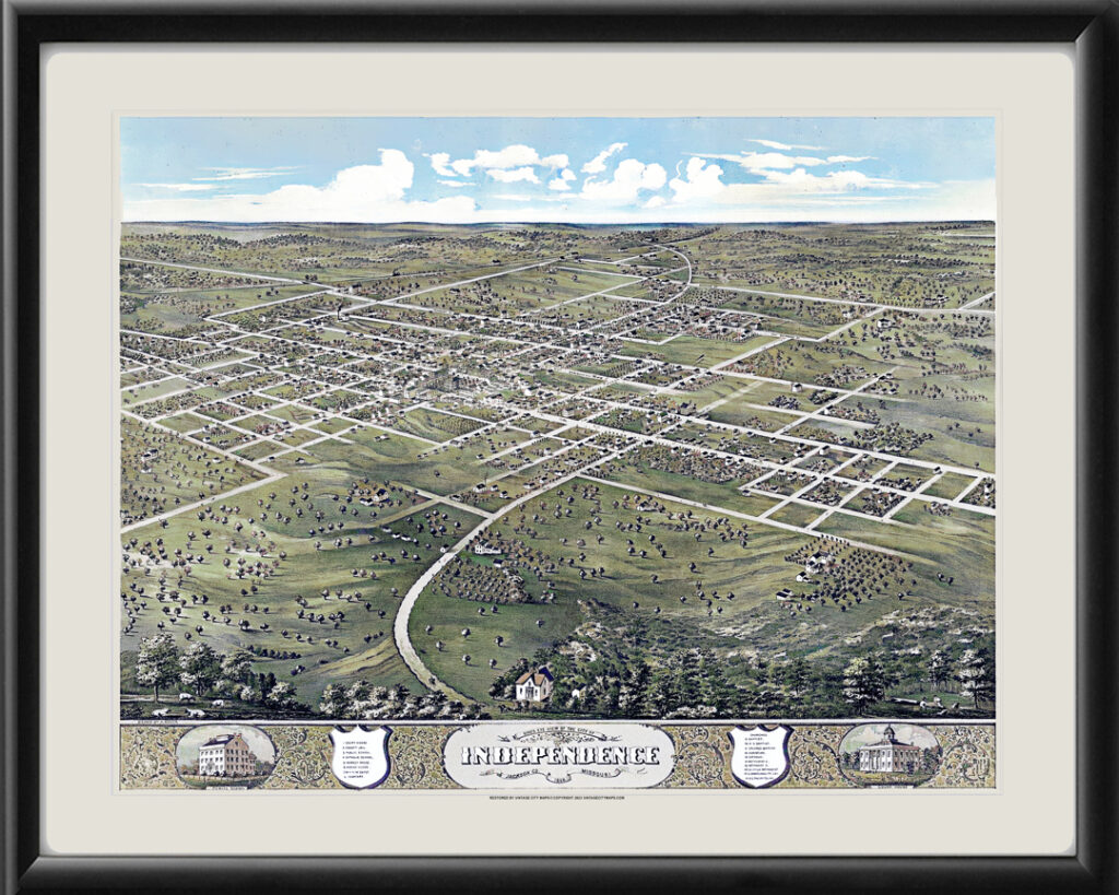 Independence MO 1868 (Color) Restored Map | Vintage City Maps
