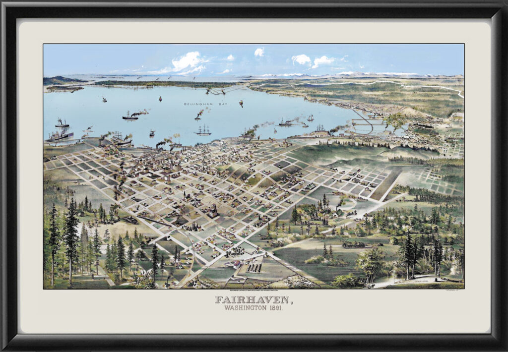 Fairhaven, Bellingham WA 1891 (Color) | Vintage City Maps