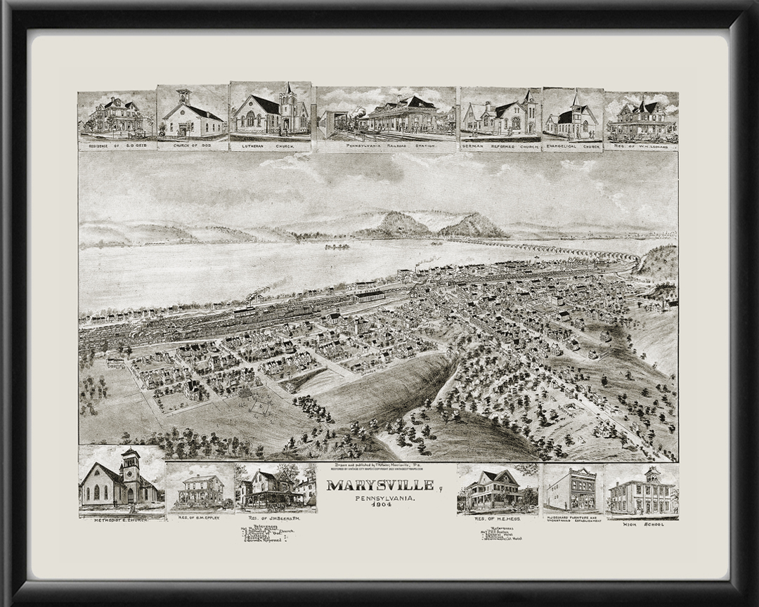 Marysville PA 1904 Restored Map | Vintage City Maps