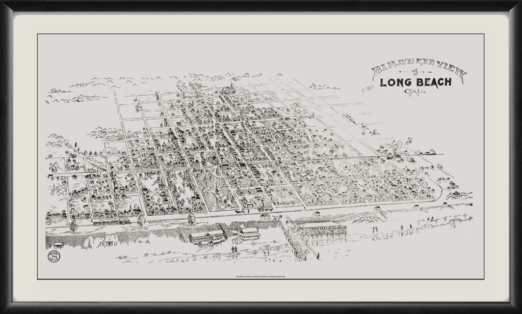 Long Beach CA 1900 Restored Map | Vintage City Maps