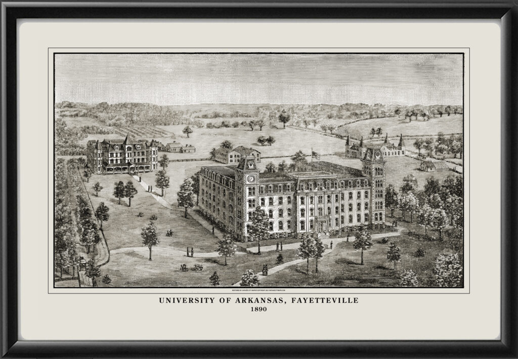 University of Arkansas, Fayetteville 1890 | Vintage City Maps