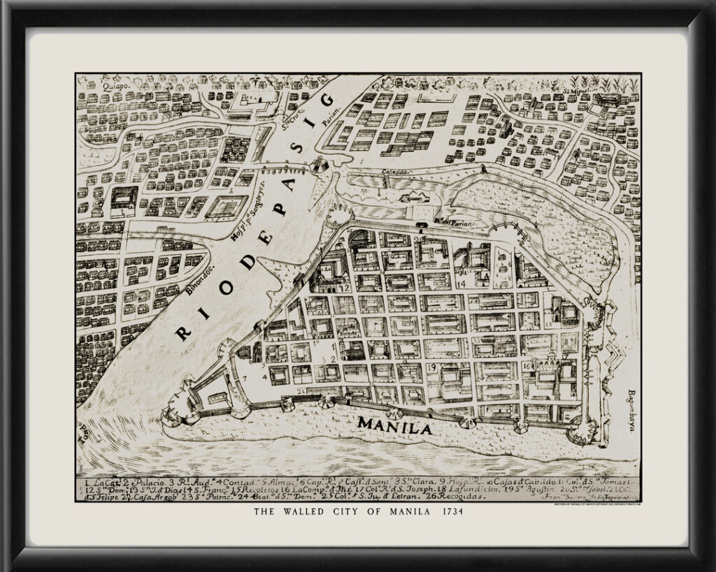 Manila Philippines 1734 - The Walled City of Manila Restored Map ...