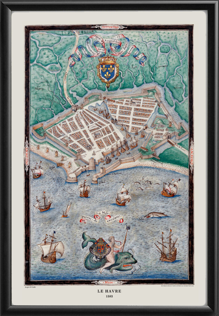 Le Havre France 1583 Restored Map | Vintage City Maps