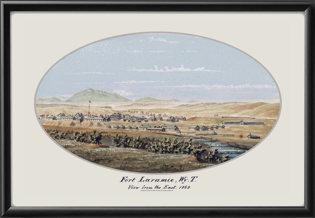Fort Laramie WY 1869 Restored Map | Vintage City Maps