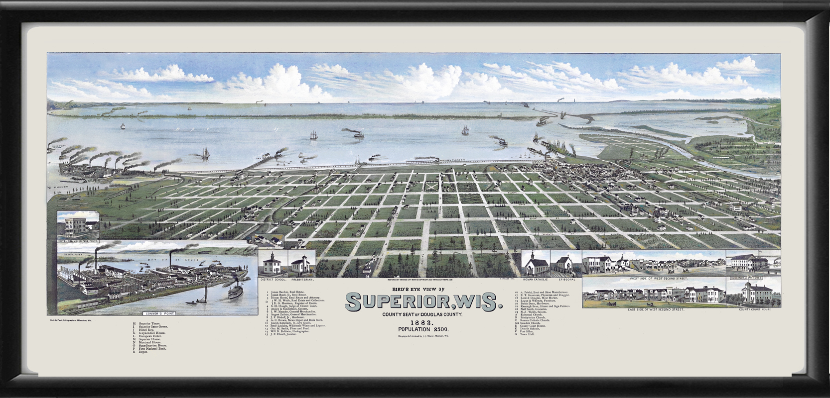 Superior WI 1883 (Color) Restored Map | Vintage City Maps