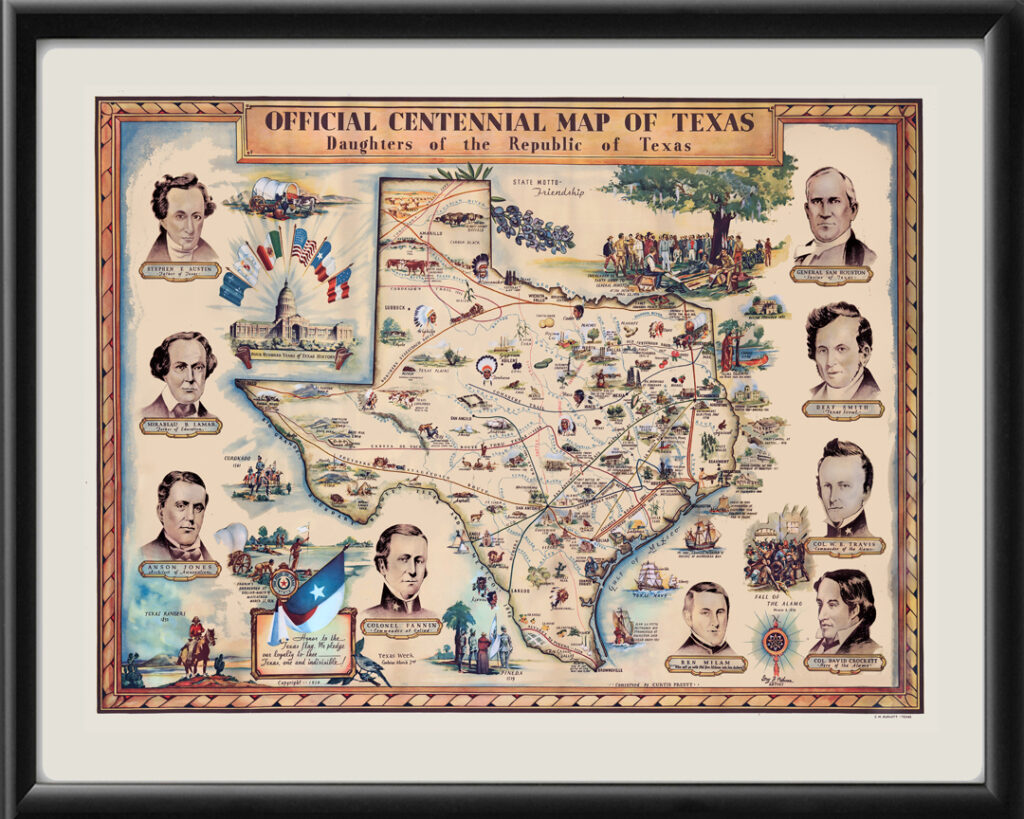 Centennial Map of Texas 1934 Restored Map | Vintage City Maps