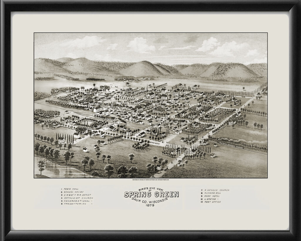 Spring Green WI 1879 Restored Map | Vintage City Maps