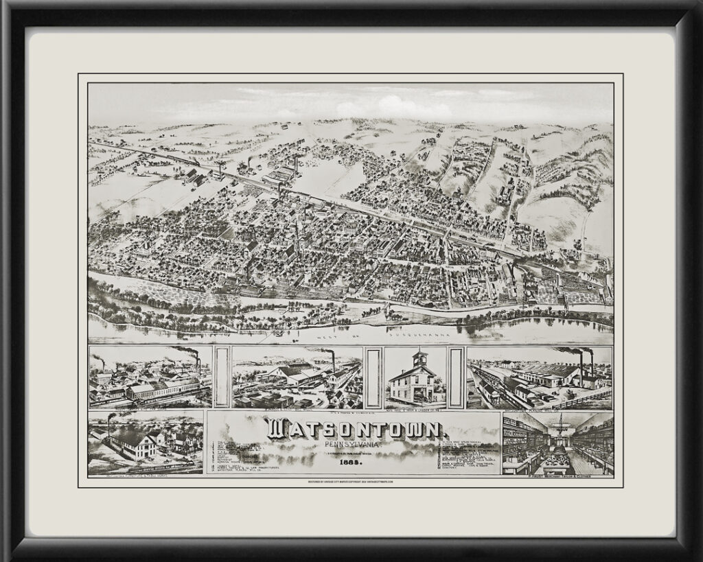 Watsontown PA 1883 Restored Map | Vintage City Maps