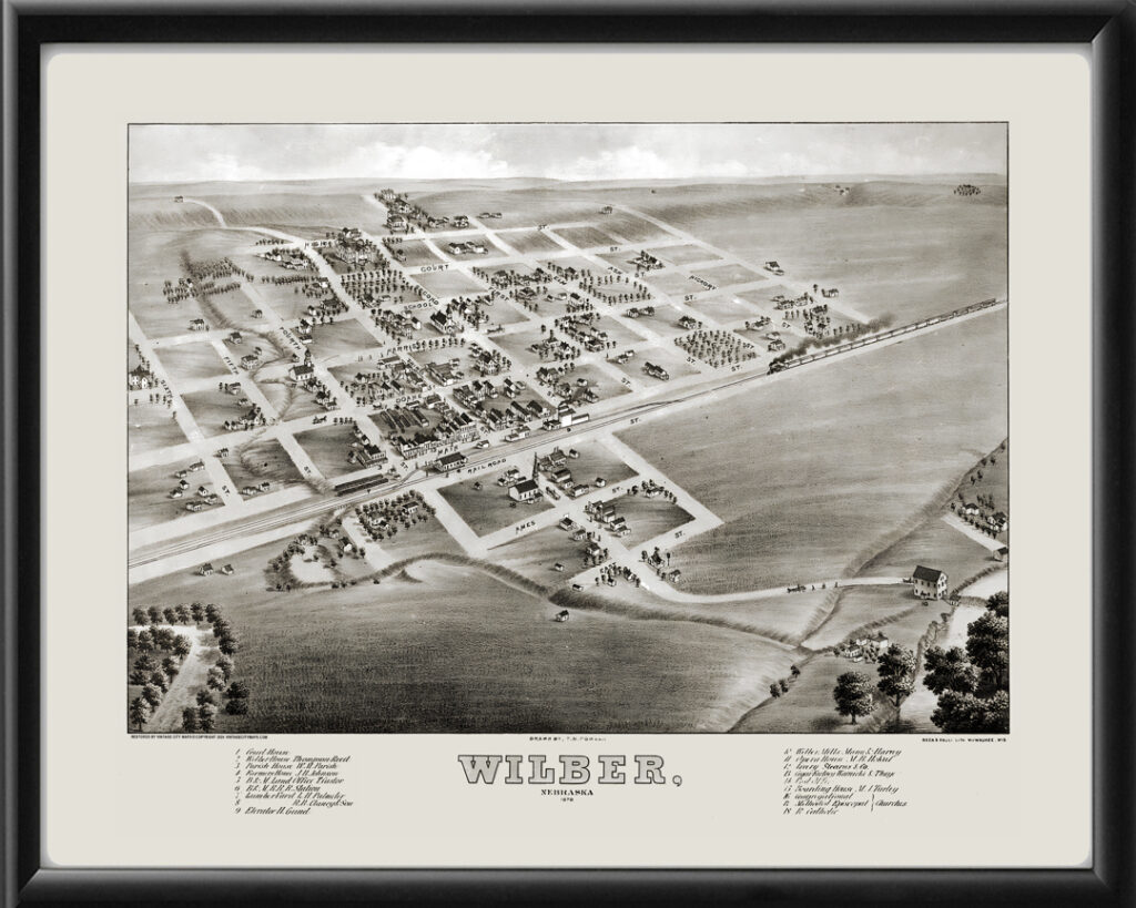 Wilber NE 1879 Restored Map | Vintage City Maps