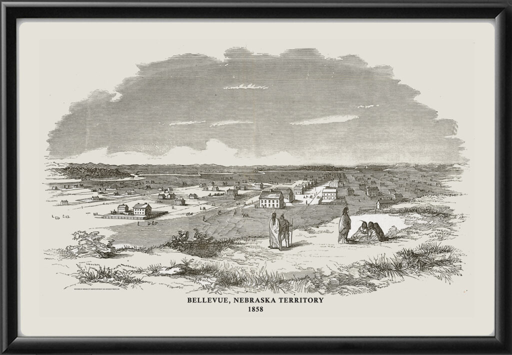 Bellevue NE 1858 Restored Map | Vintage City Maps